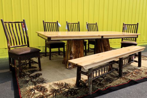 Hickory Double Stump Dining Table - Cabin Dining Room - Black River ...