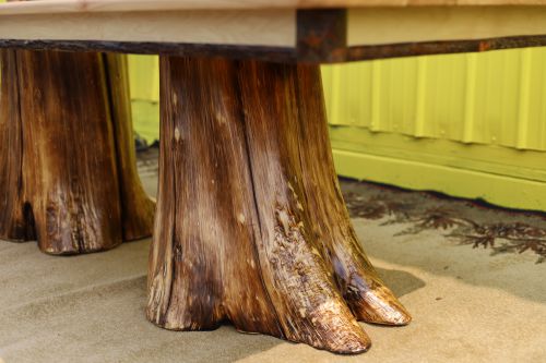 Hickory Double Stump Dining Table - Cabin Dining Room - Black River ...